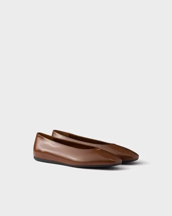 Prada Brushed Leather Ballerinas