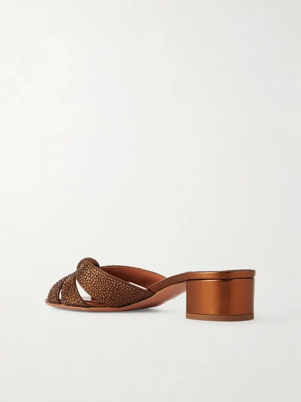 AQUAZZURA Crystal-embellished Leather Mules