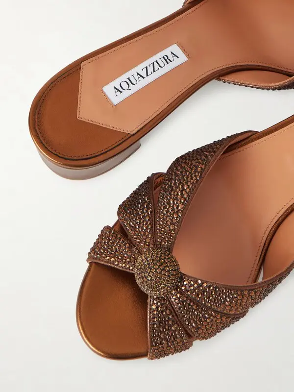 AQUAZZURA Crystal-embellished Leather Mules