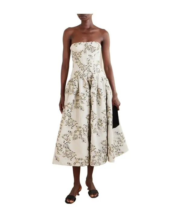 Carolina Herrera Strapless Metallic Floral-jacquard Gown