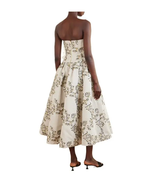 Carolina Herrera Strapless Metallic Floral-jacquard Gown