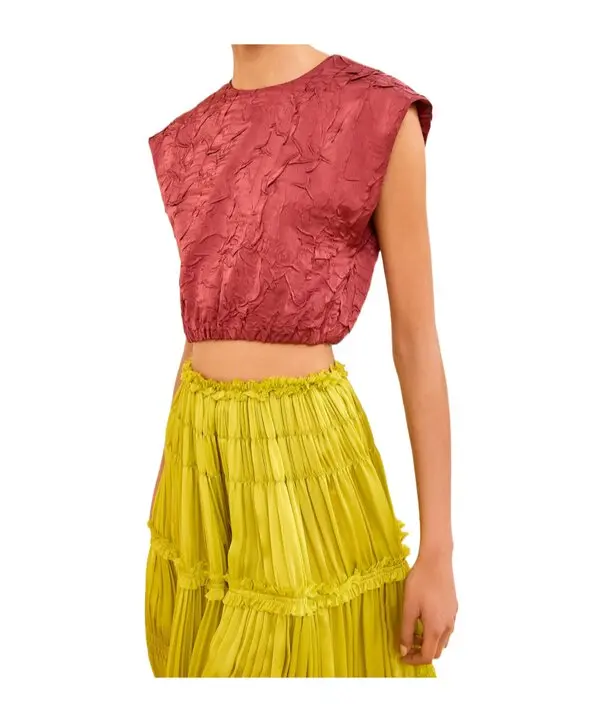 Ulla Johnson Gisella Satin Crop Top - Fig Color