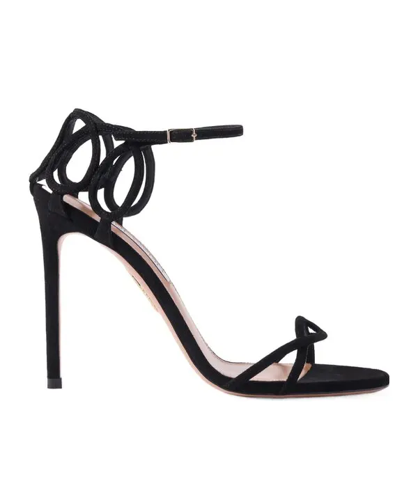 AQUAZZURA Hula 105 Suede Sandals - Black