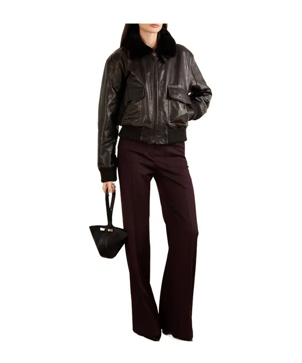 Victoria Beckham Aviator Shearling-trimmed Leather Jacket