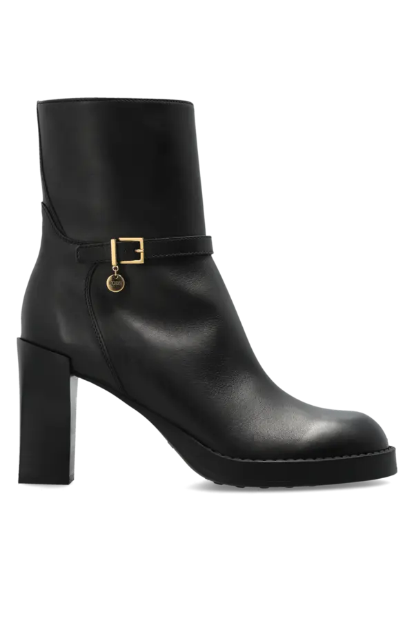 TOD'S Leather Heeled Ankle Boots - Black