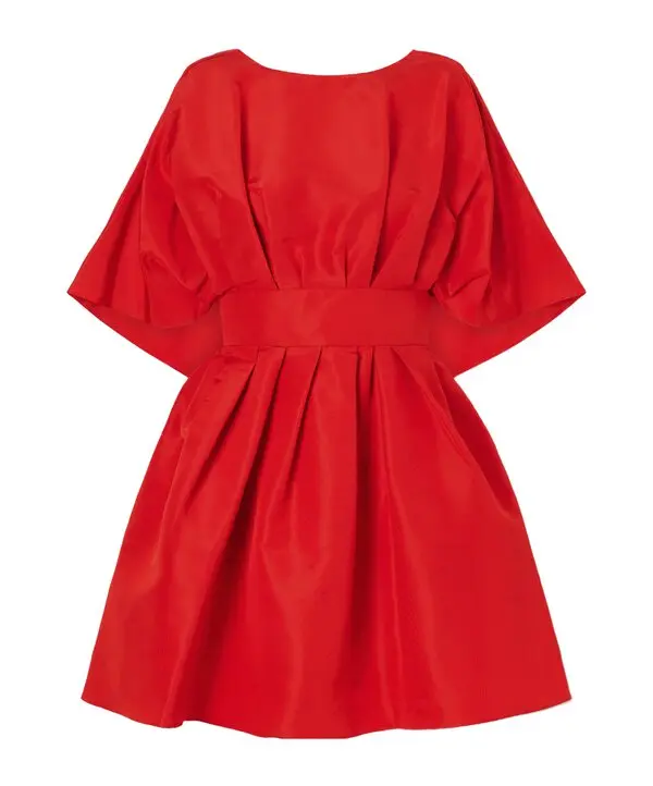 Carolina Herrera Pleated Silk-faille Mini Dress - Red