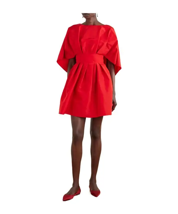 Carolina Herrera Pleated Silk-faille Mini Dress
