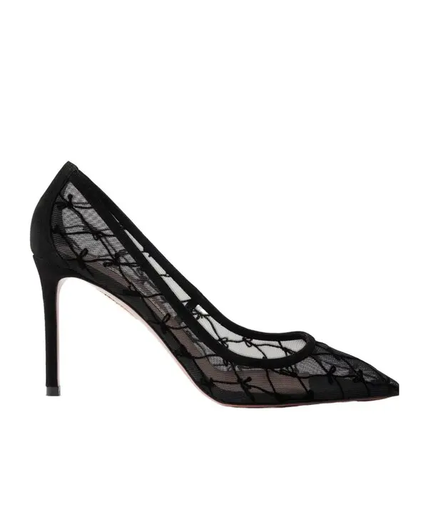 AQUAZZURA Nude Bow-embroidered Pumps - No