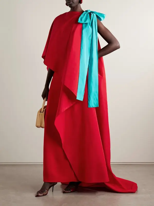 Carolina Herrera Multi-layered One-shoulder Dress With Bow Embellishment