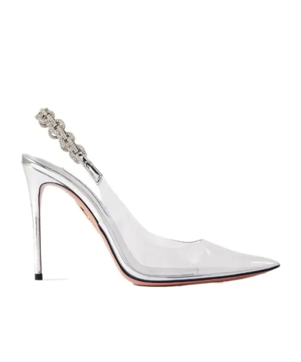 AQUAZZURA Crystal-embellished Pvc Slingback Pumps - White