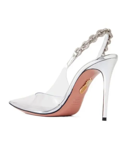 AQUAZZURA Crystal-embellished Pvc Slingback Pumps