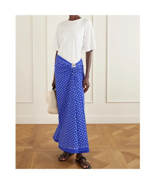 Christopher Esber Bandana-print Ruched Long Skirt