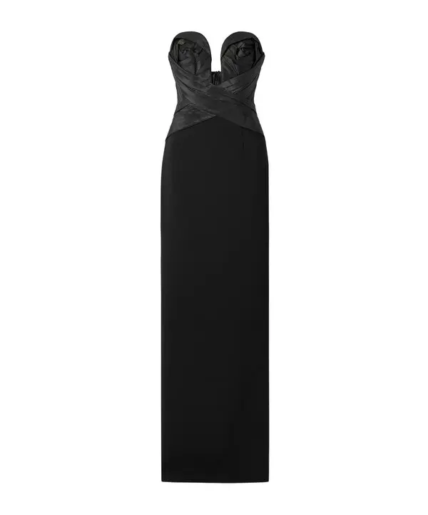 Carolina Herrera Strapless Draped Satin Crepe Dress - Black