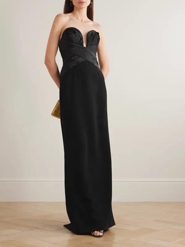 Carolina Herrera Strapless Draped Satin Crepe Dress
