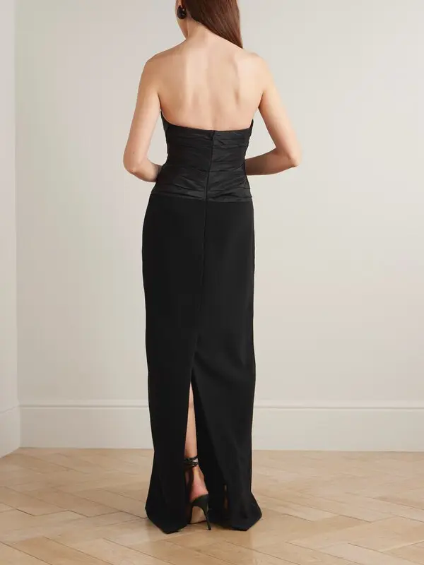 Carolina Herrera Strapless Draped Satin Crepe Dress
