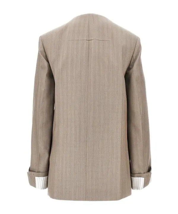 Victoria Beckham Collarless Double-breasted Blazer