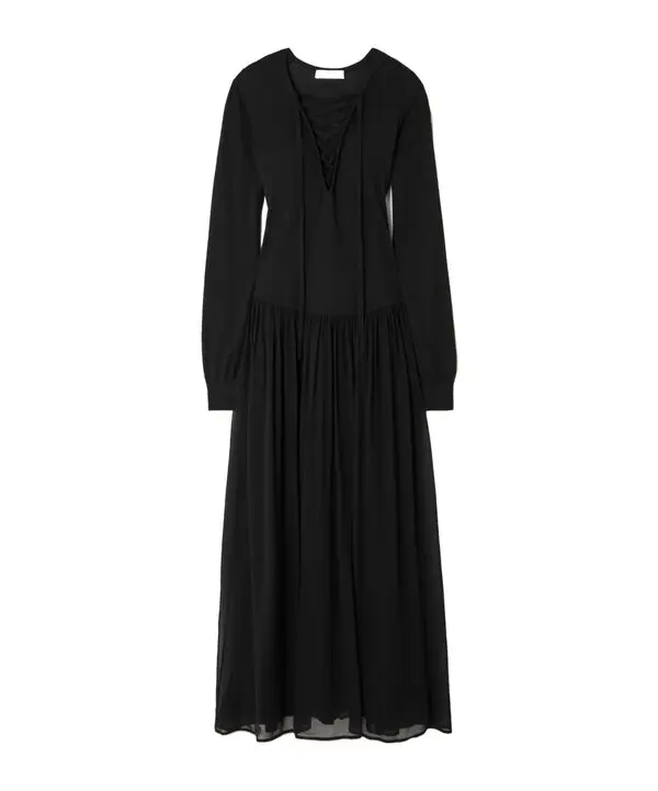 Ulla Johnson Silk-blend And Chiffon Midi Dress - Black