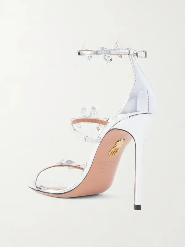 AQUAZZURA Embellished Metallic-leather Sandals