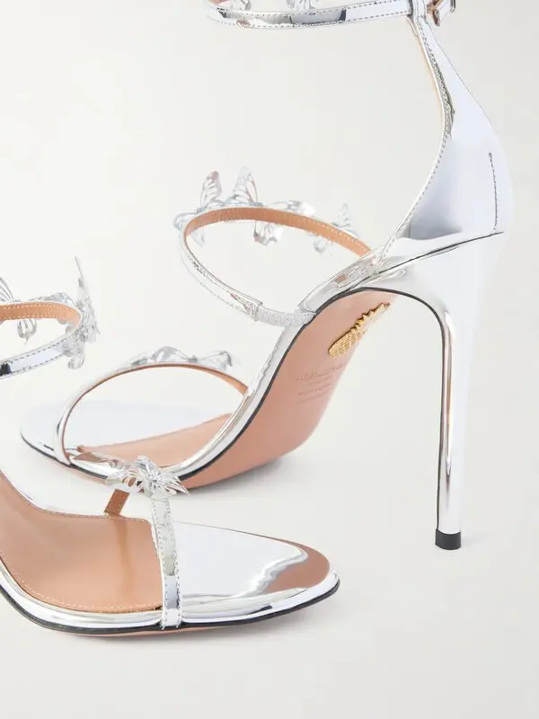 AQUAZZURA Embellished Metallic-leather Sandals