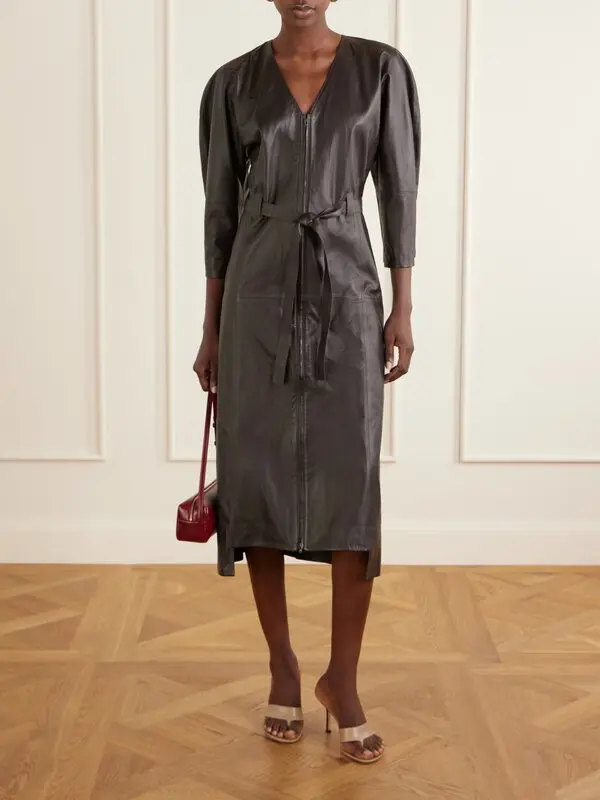 Victoria Beckham Lace-up Leather Midi Dress