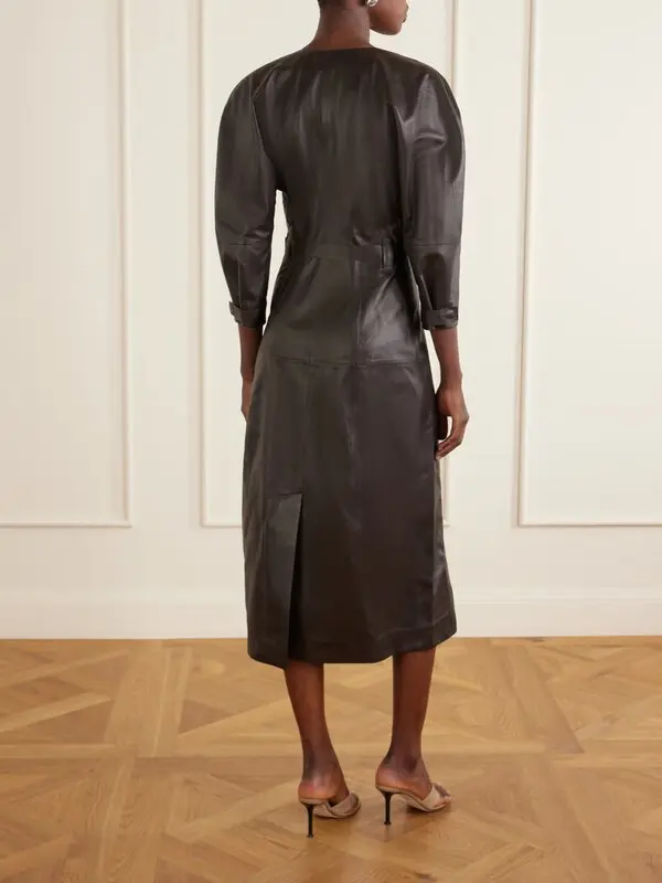 Victoria Beckham Lace-up Leather Midi Dress