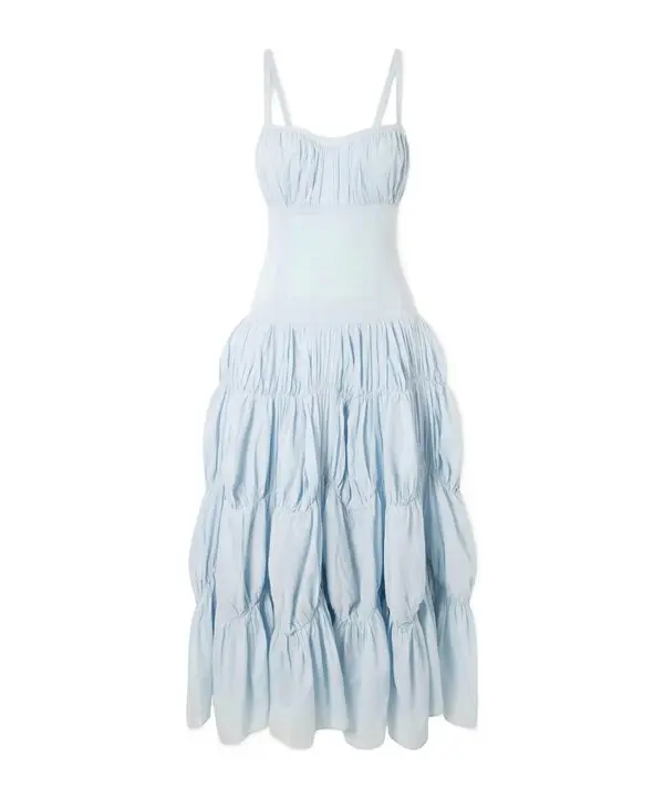 Ulla Johnson Emmalina Cotton Midi Dress - Blue