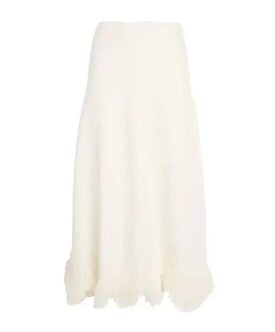 Ulla Johnson High-waisted Midi Skirt With Tassel Trim - White