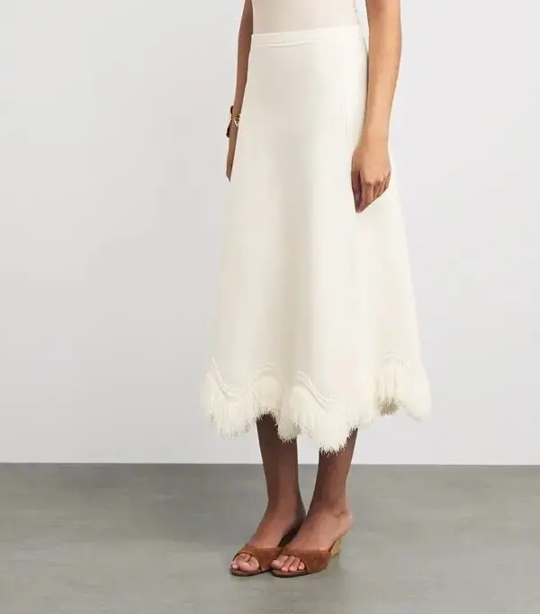 Ulla Johnson High-waisted Midi Skirt With Tassel Trim