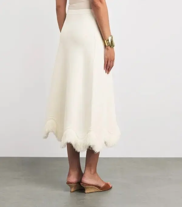 Ulla Johnson High-waisted Midi Skirt With Tassel Trim