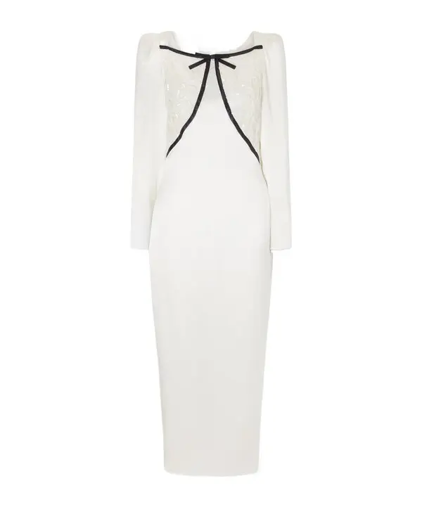 Alessandra Rich Bow-embellished Sequined Dress - White
