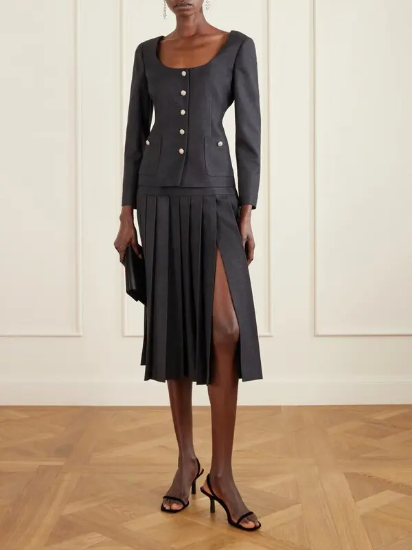 Alessandra Rich Embellished Wool-flannel Jacket