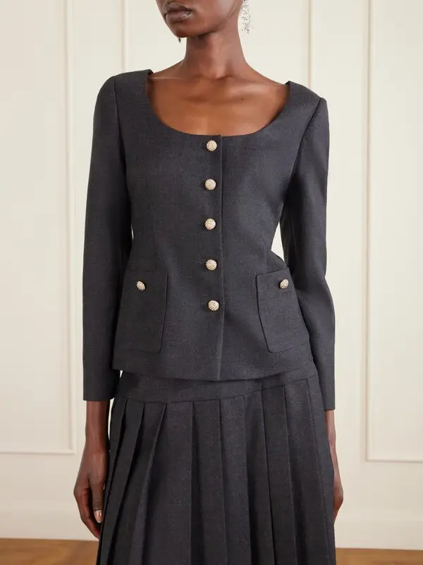 Alessandra Rich Embellished Wool-flannel Jacket