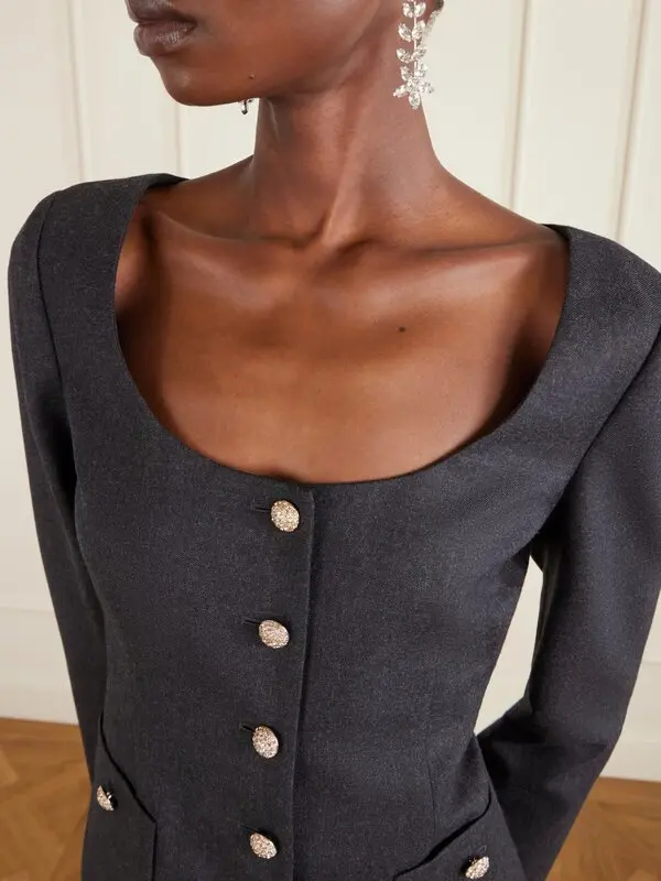 Alessandra Rich Embellished Wool-flannel Jacket