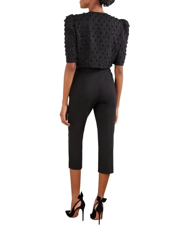 Carolina Herrera Cropped Crystal-embellished Wool-blend Jacket