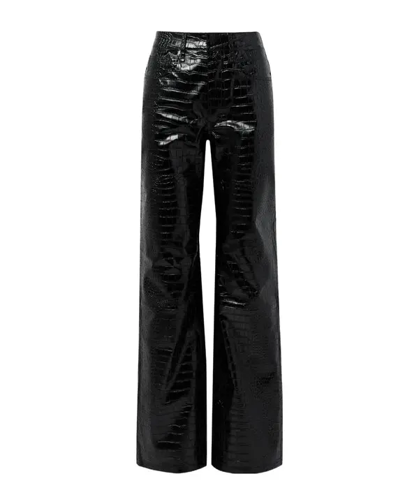THE FRANKIE SHOP Croc-effect Faux Leather Straight-leg Pant - Black
