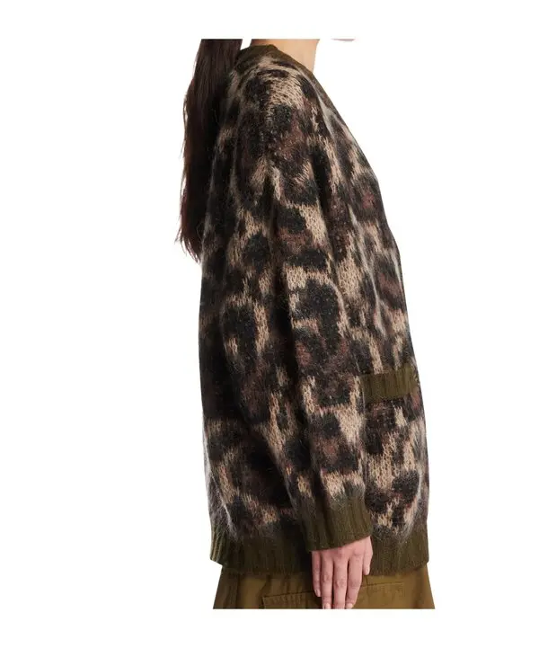 R13 V-neck Leopard Print Cardigan