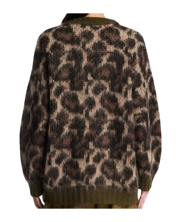 R13 V-neck Leopard Print Cardigan