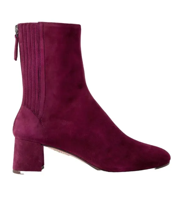 AQUAZZURA Block Heel Back Zipper Ankle Boots - Brown