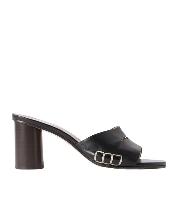 J.W.ANDERSON Loafer Whipstitched Leather Mules - Black