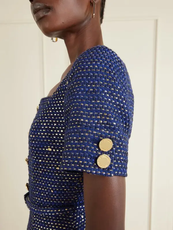 Carolina Herrera Tie-waist Tweed Dress