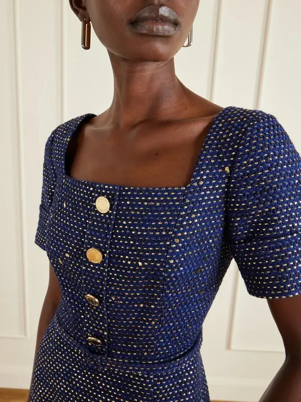 Carolina Herrera Tie-waist Tweed Dress