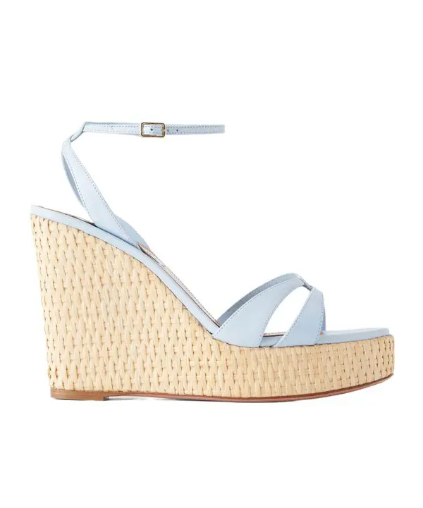 AQUAZZURA Leather Wedge Sandals - Blue