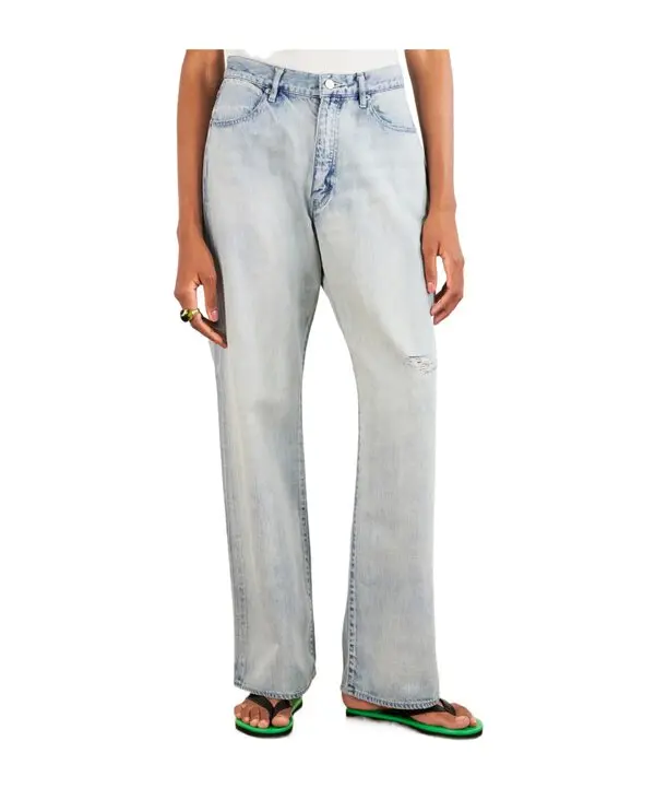 Auralee Distressed Wide-leg Jeans - White