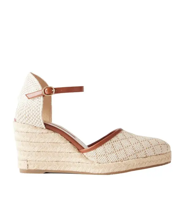 Manolo Blahnik Espadrahi" 90mm Wedge Espadrille Pumps With Leather Trim - Nude