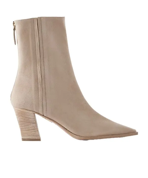 AQUAZZURA Francoise 70 Suede Boots - Nude