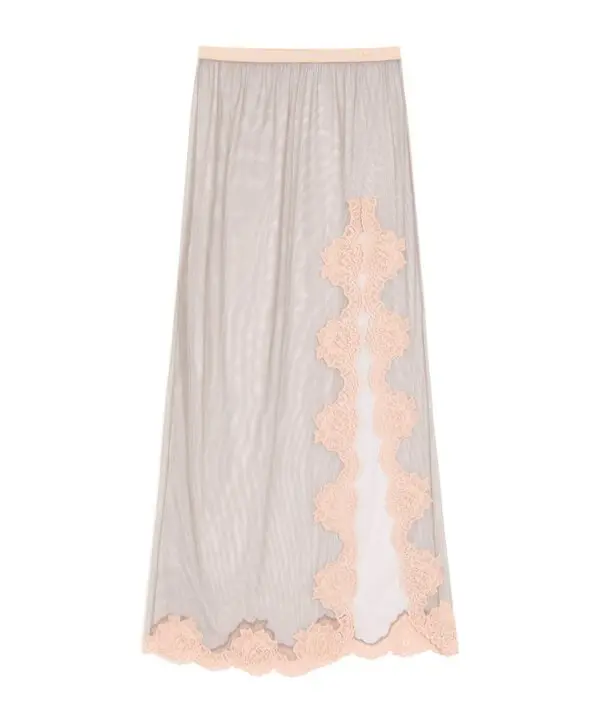 Valentino Garavani Long Tulle Skirt With Floral Trim