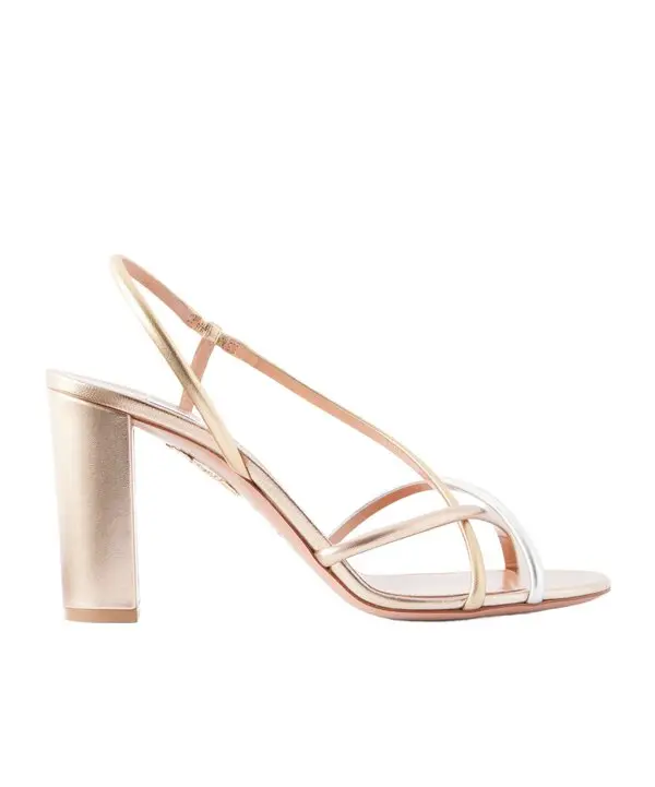 AQUAZZURA Solid Leather Sandals - Nude