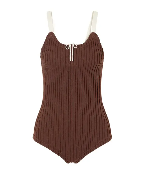 Tory Burch Color-block Ribbed-knit Bodysuit