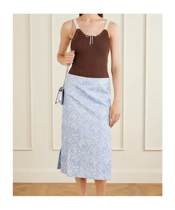 Tory Burch Color-block Ribbed-knit Bodysuit