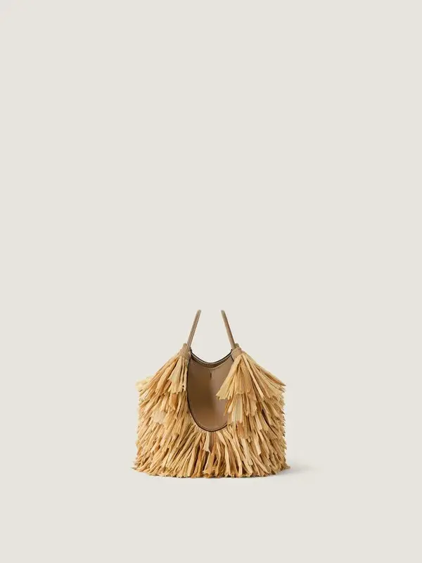 Givenchy Nano Facet Tote Bag In Raffia With Fringes